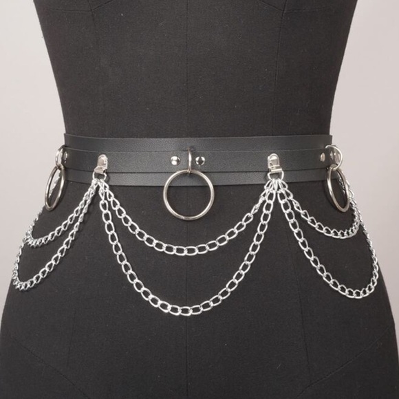 n/a | Accessories | Pu Leather Layered Chain Harness Belt | Poshmark